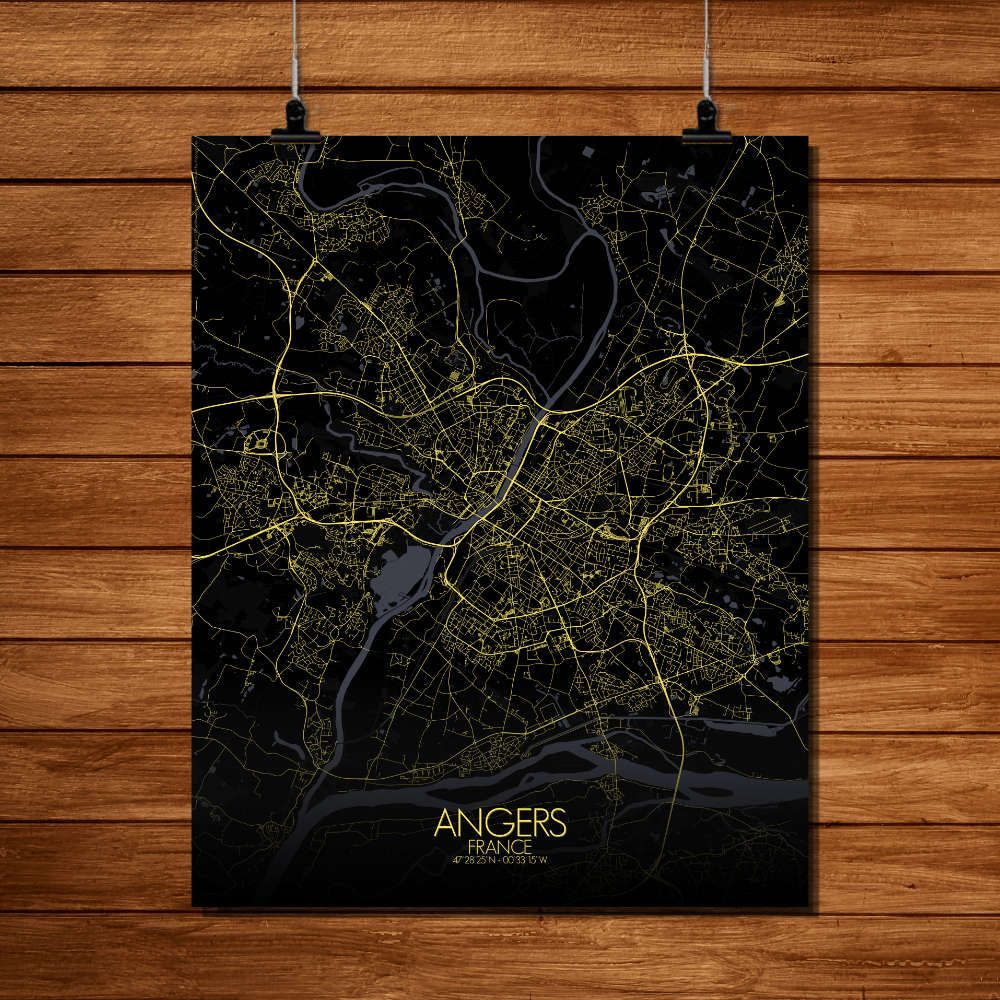 Angers carte ville city map nuit | Nature & Découvertes