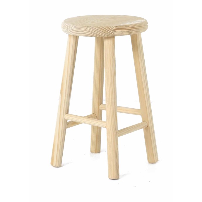 Tabouret pin massif brut aspect lisse | Nature & Découvertes