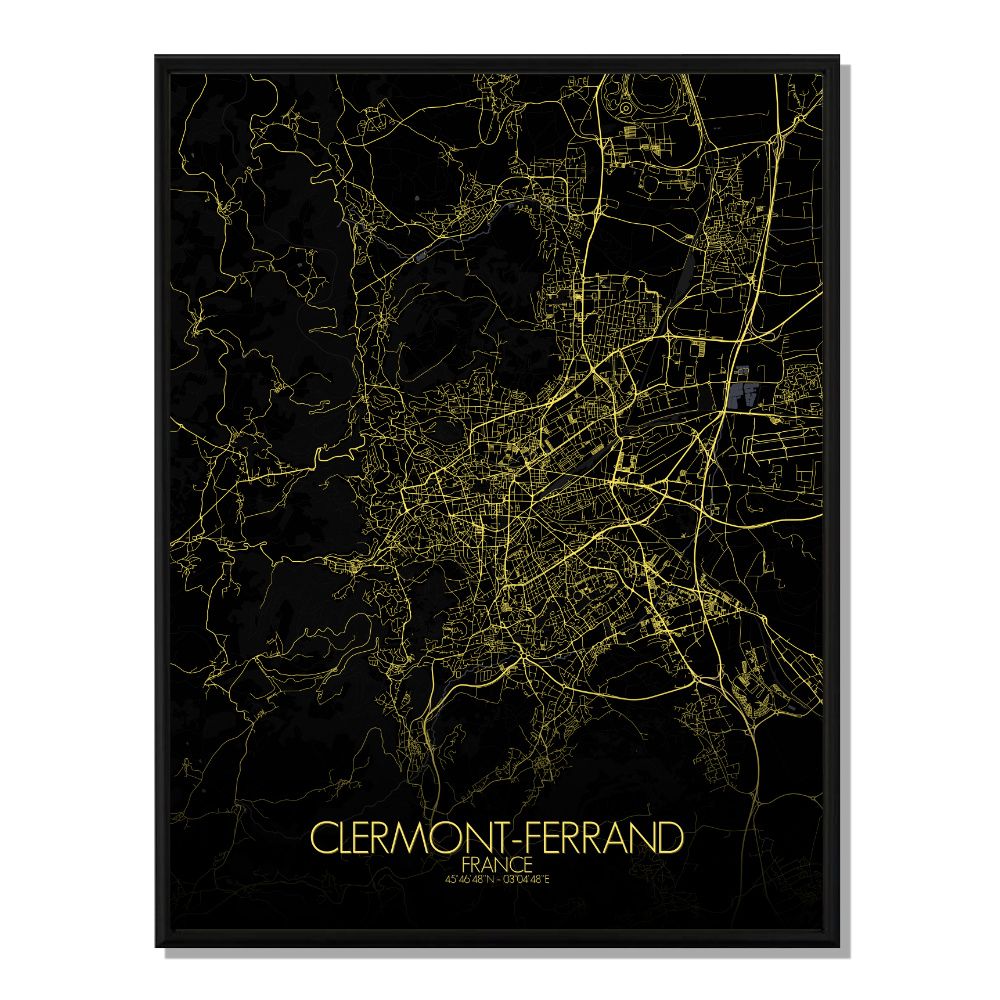 Clermont carte ville city map nuit | Nature & Découvertes