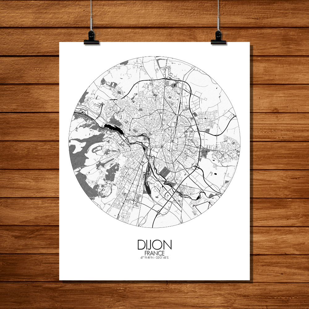 Dijon carte ville city map rond | Nature & Découvertes
