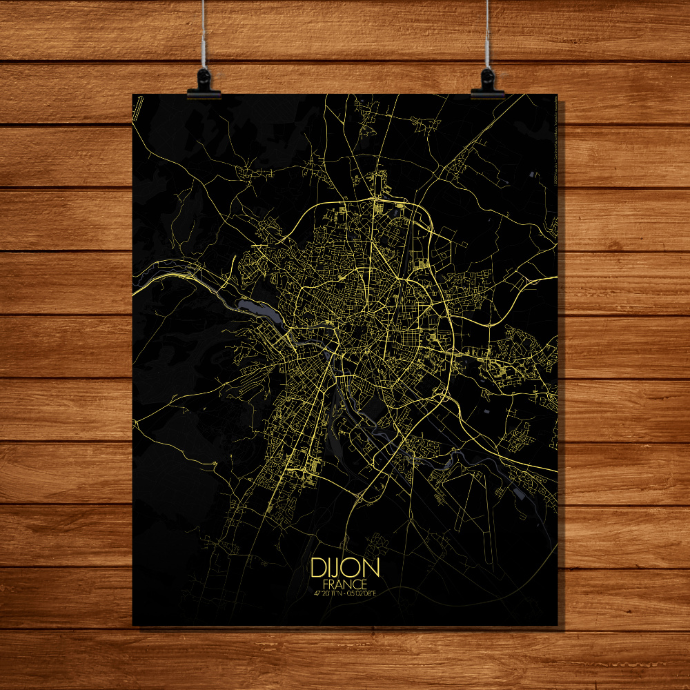 Dijon carte ville city map nuit | Nature & Découvertes