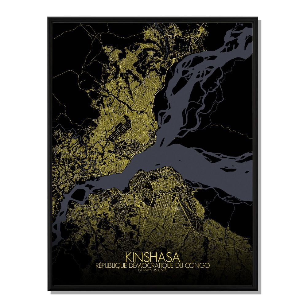 Kinshasa carte ville city map nuit | Nature & Découvertes