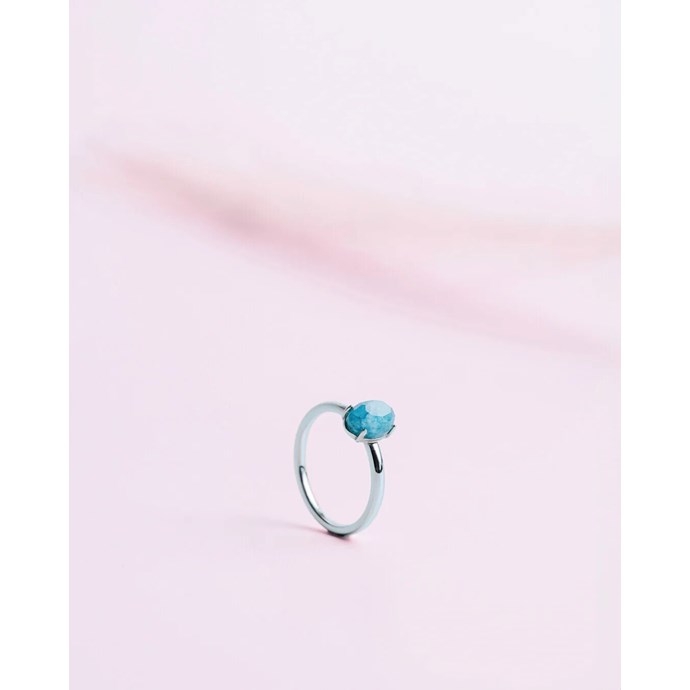 Bague delphi blue silver cristal de roche 54