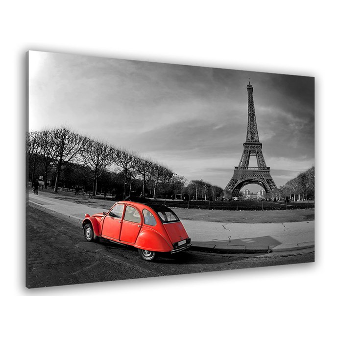 Tableau design tour eiffel et 2cv rouge