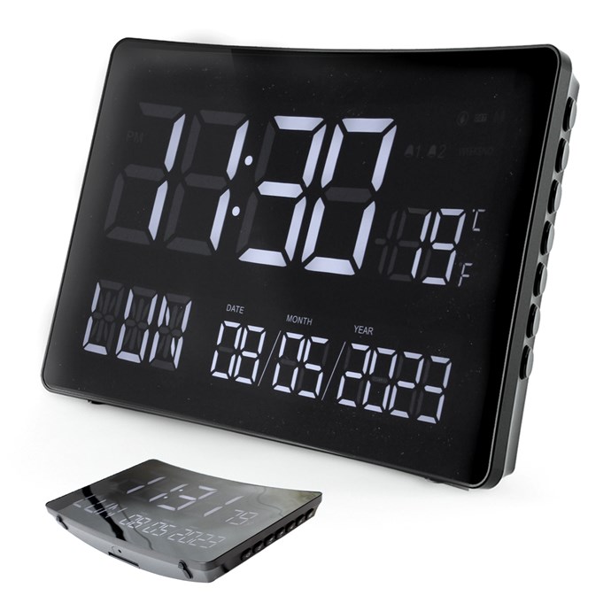 Horloge curve xxl écran incurvé heure température 2 alarmes