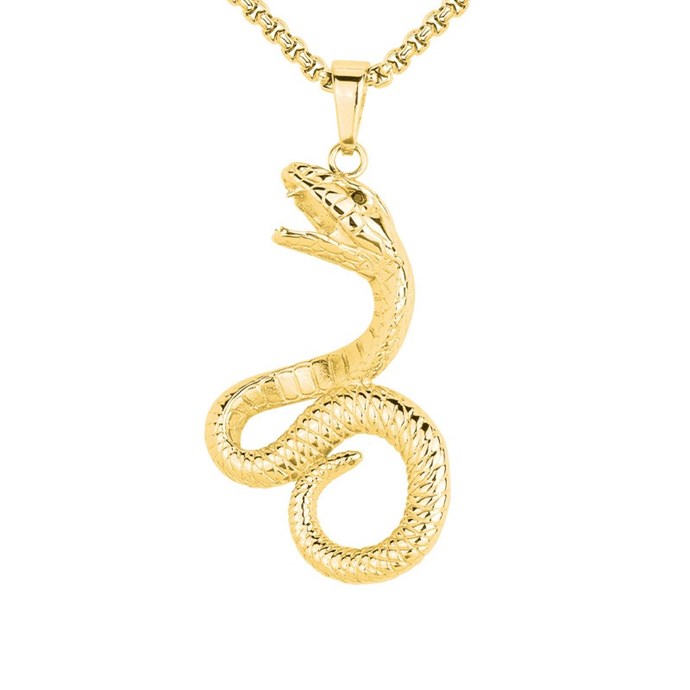 Collier serpent doré en acier