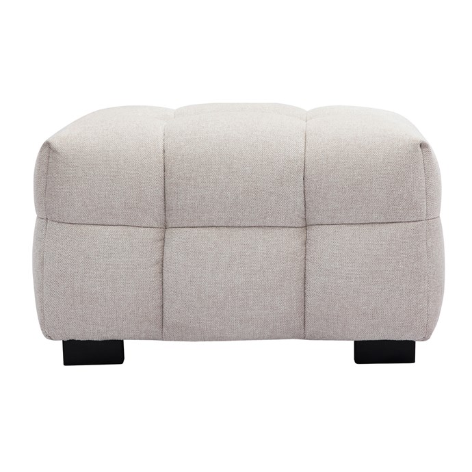 Pouf repose-pieds en tissu effet velours texturé beige corto