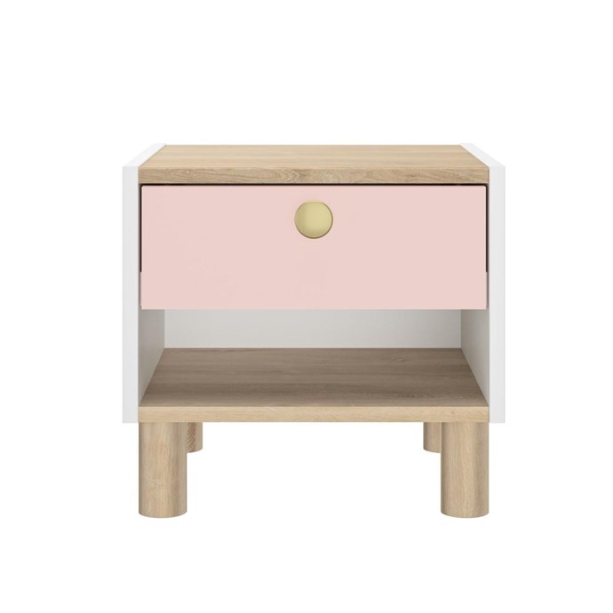 Chevet 1 tiroir 1 niche rose