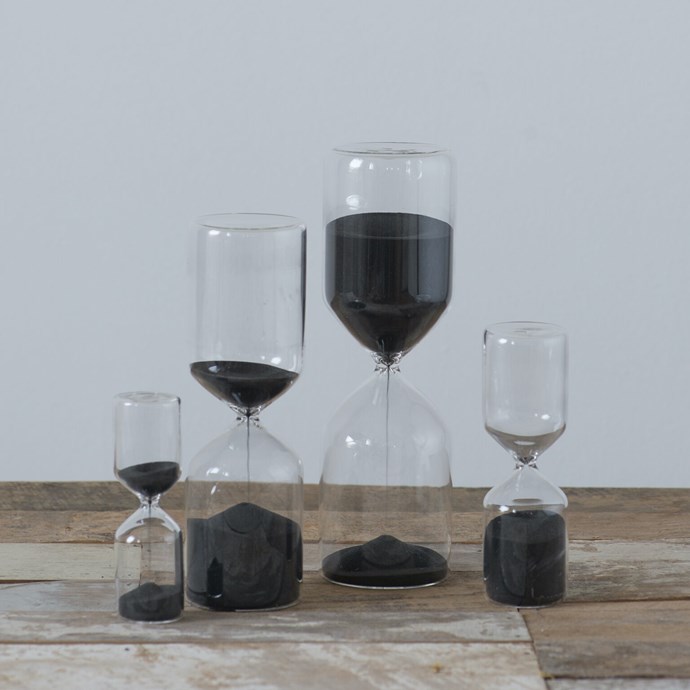 Sablier verre - sable noir - 15 minutes
