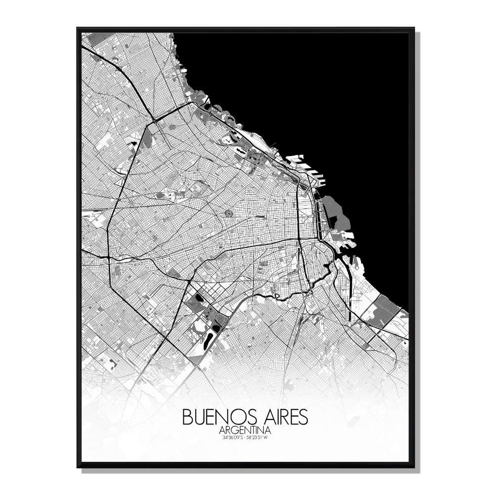 Buenos aires carte ville city map n&b | Nature & Découvertes