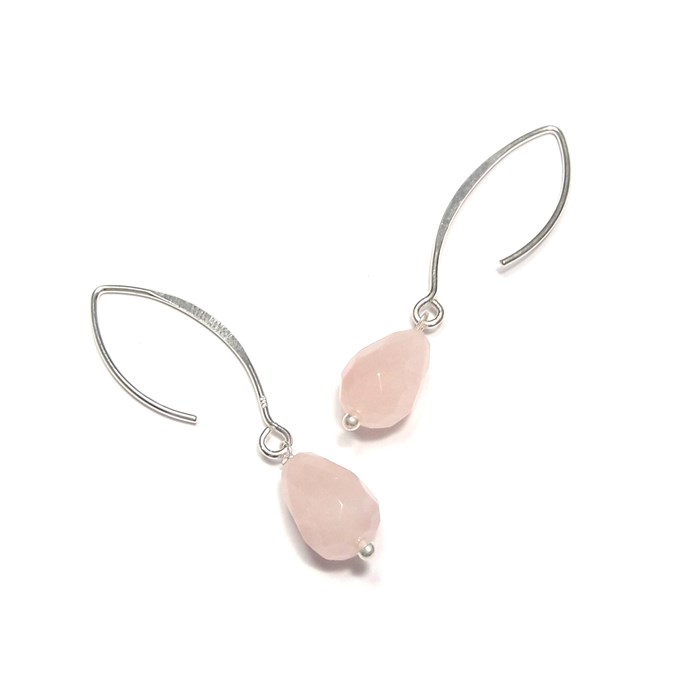 Boucles d'oreilles iara quartz rose arge | Nature & Découvertes