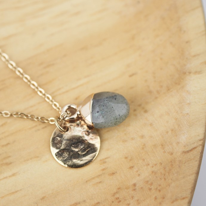 Collier pierre et pampille - labradorite