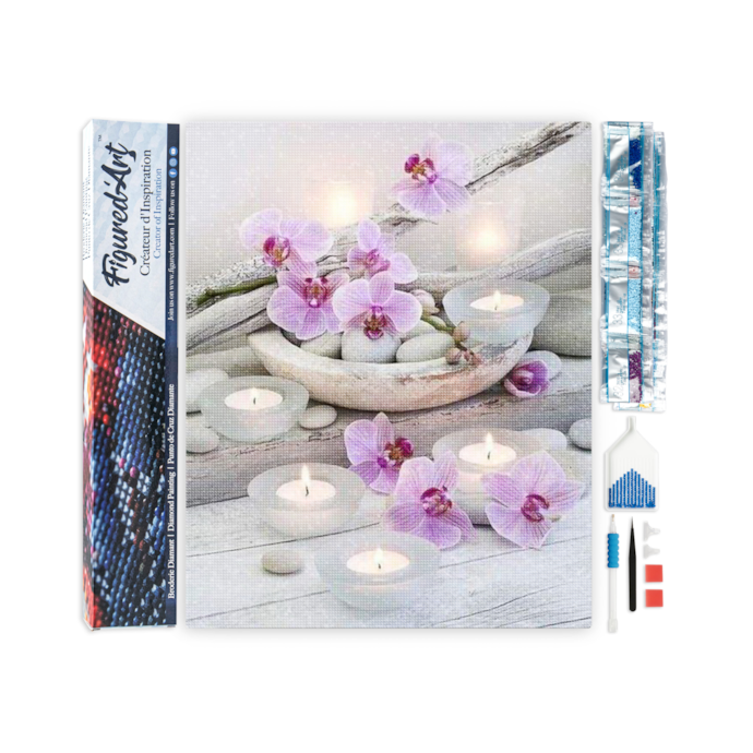 Diamond painting fleurs et bougies
