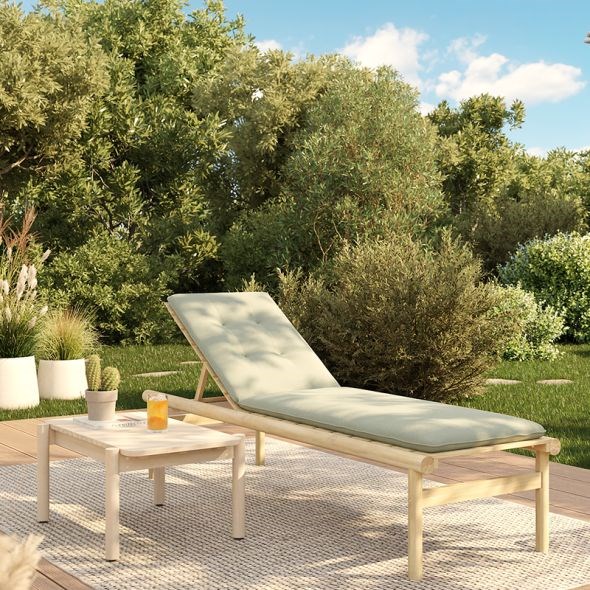 Chaise longue en bois samoa vert amande