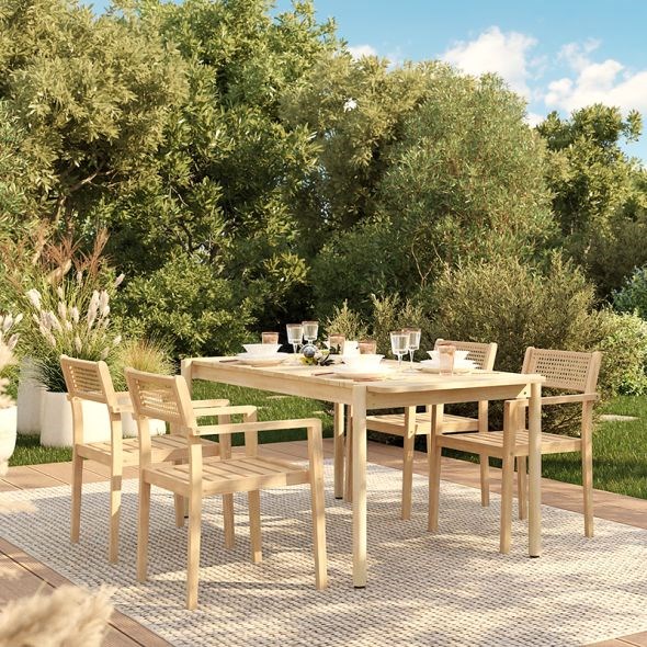 Ensemble repas en bois samoa naturel | Nature & Découvertes