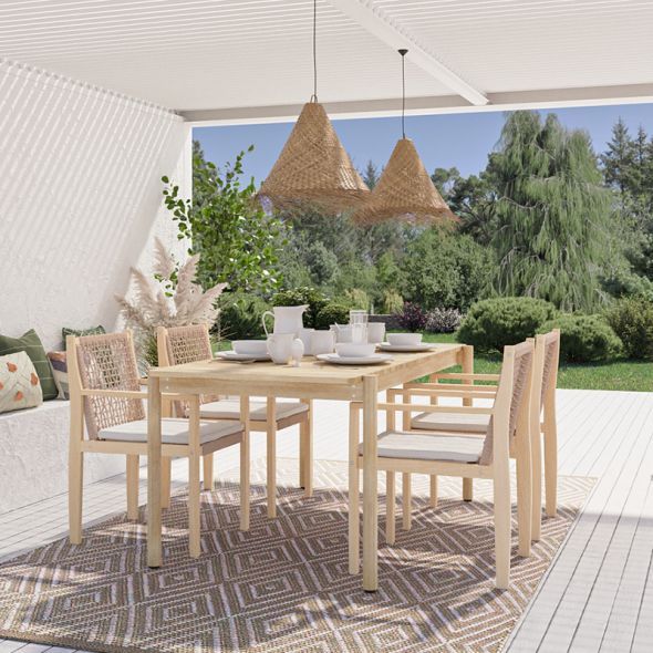 Ensemble repas en bois samoa naturel | Nature & Découvertes