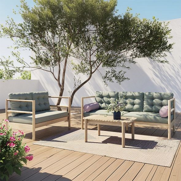 Salon de jardin en bois samoa vert kaki | Nature & Découvertes