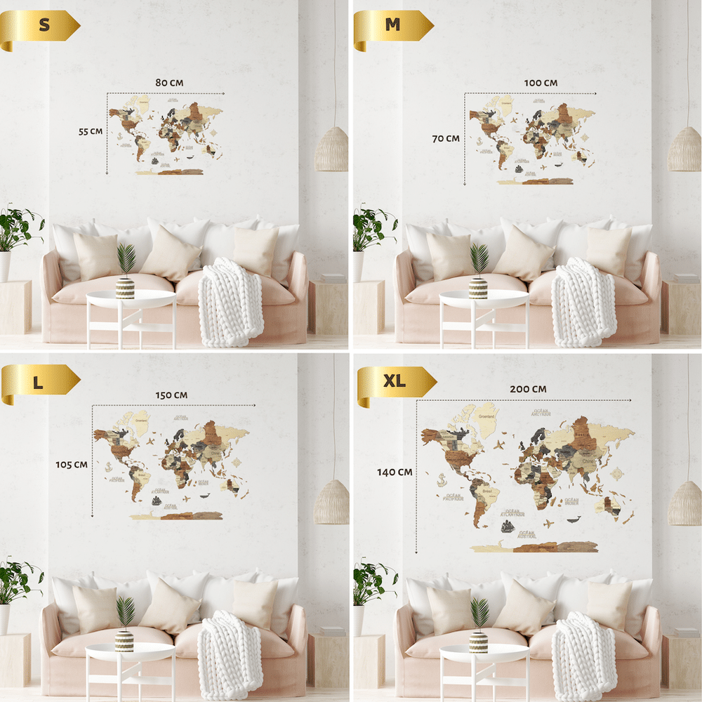 Carte du monde en bois 3d graphite xl | Nature & Découvertes