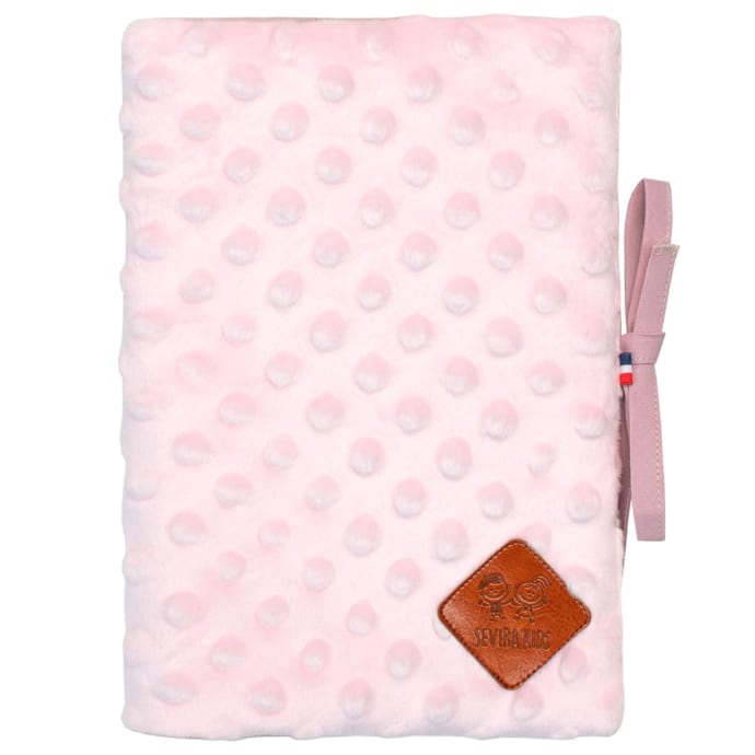 Protège carnet de santé minky rose 17 x
