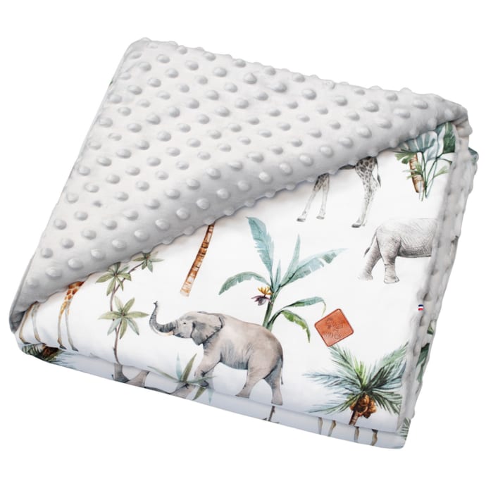 Couverture réversible minky safari gris