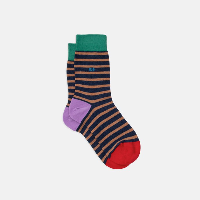 Chaussettes rayures larges vert et jaune | Nature & Découvertes