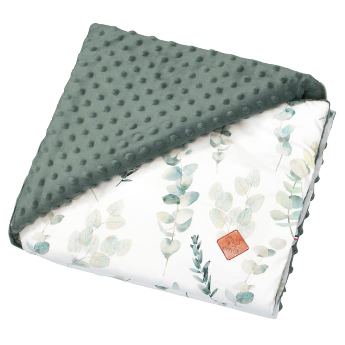 Couverture réversible minky eucalyptus